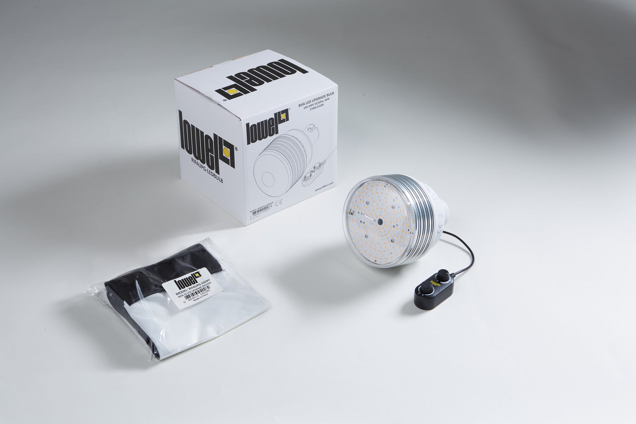 Lowel Lighting | Rifa LED Bulb & Diffuser Kit - RIFAUPG-LED55K – The ...